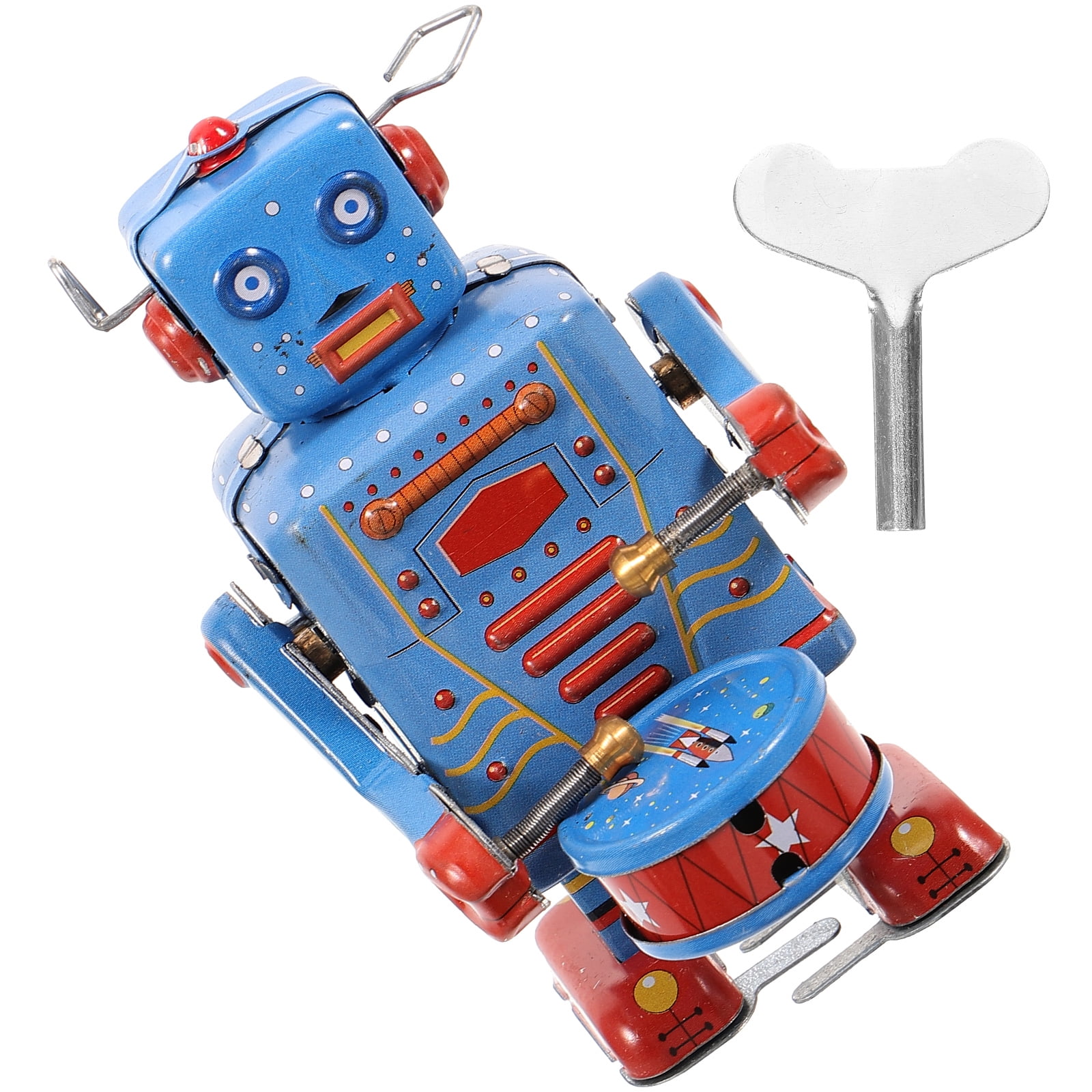 MLINS 3 pcs Clockwork Drumming Robot Toy Tinplate Vintage Wind up Toy ...