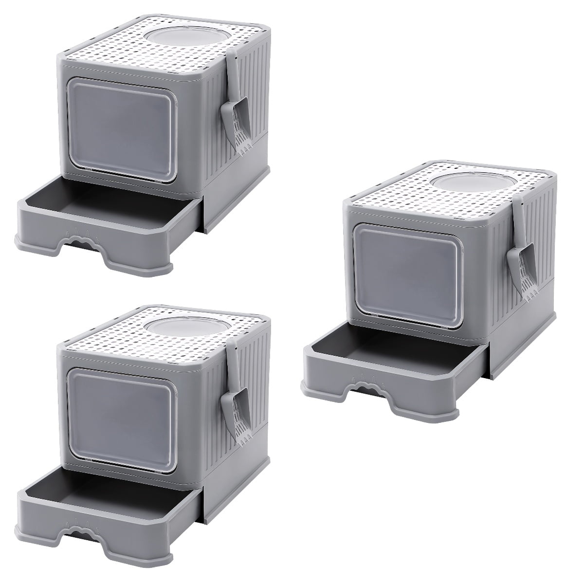 MLINS 3 pcs Enclosed Cat Litter Box Drawer Type Big Cat Litter Box ...