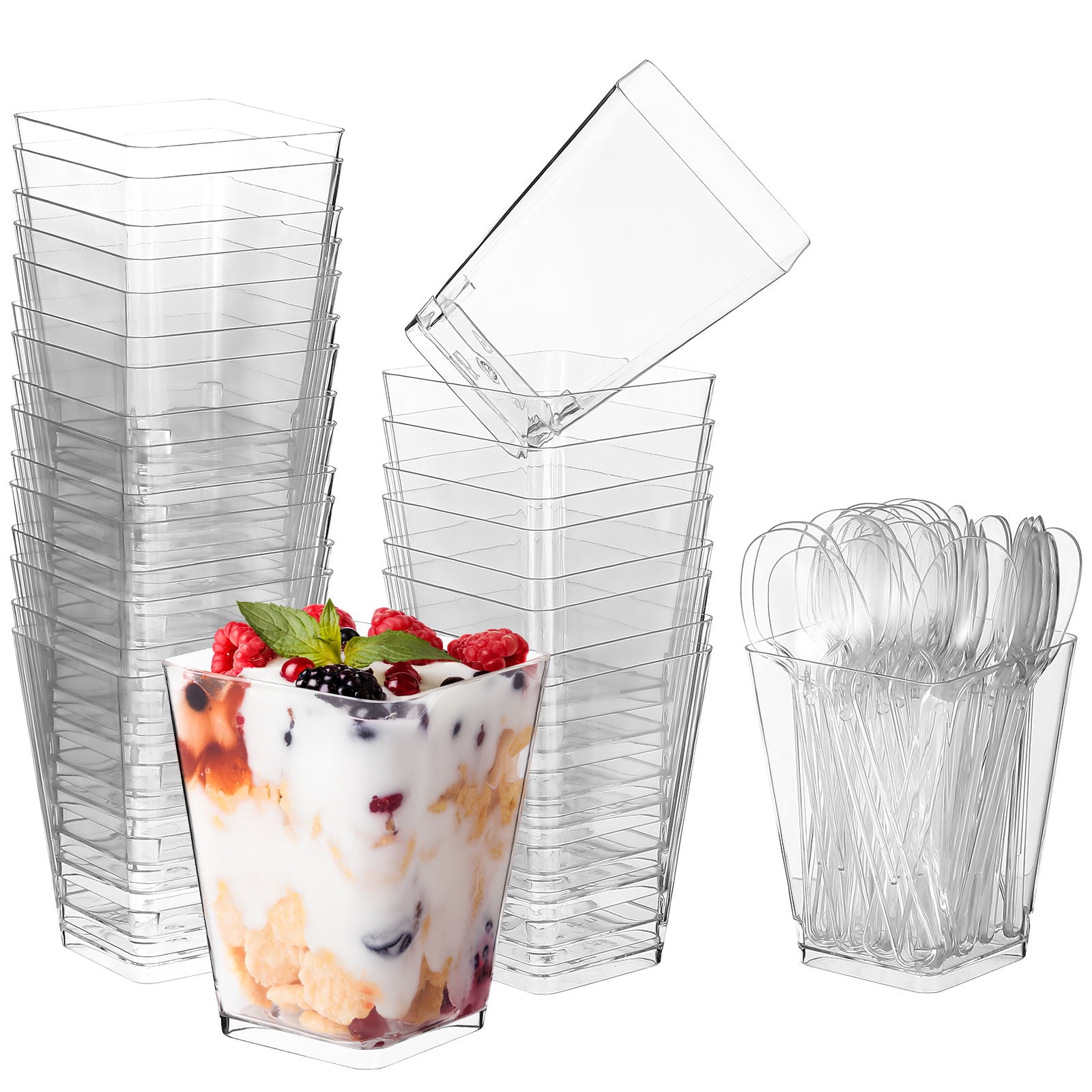 MLINS 30 Pcs Clear Dessert Cups With Spoons Chocolate Pudding Cups ...