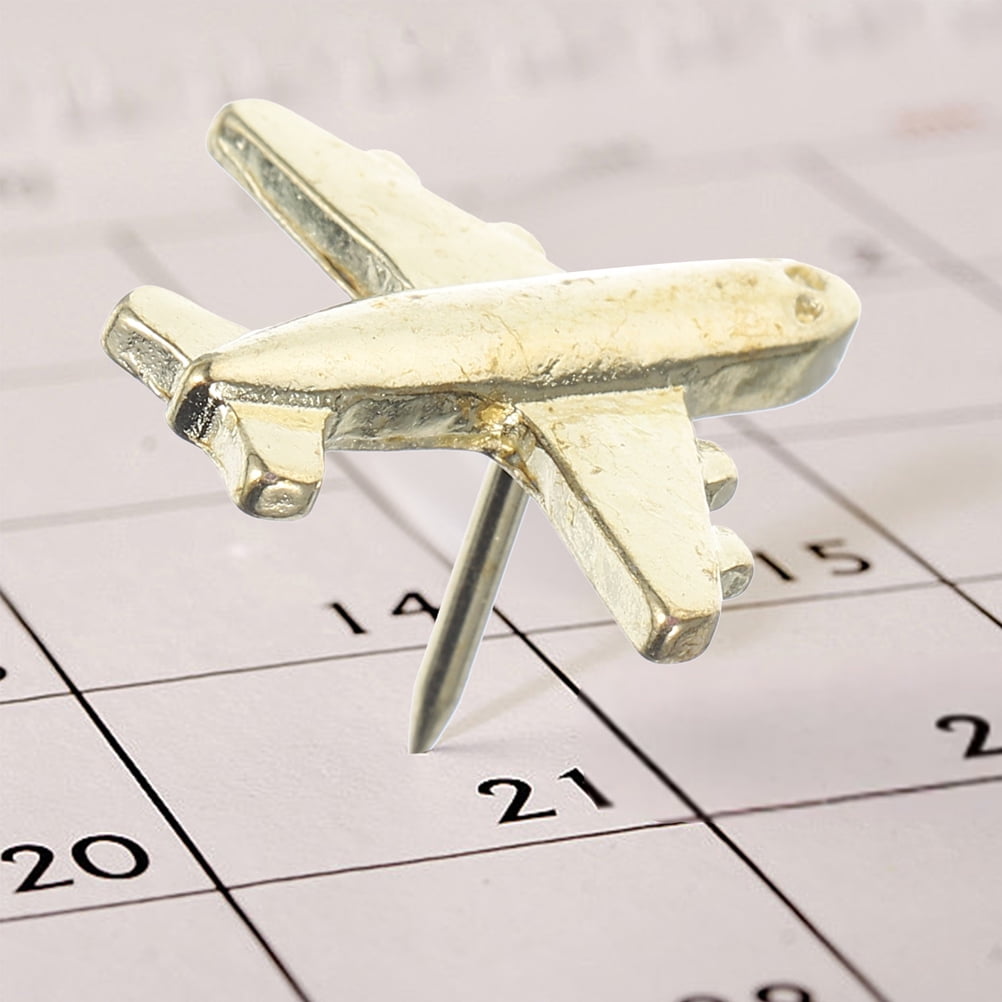 MLINS 30 Pcs Corkboards Push Pins Decorative Metal Airplane Thumbtack ...