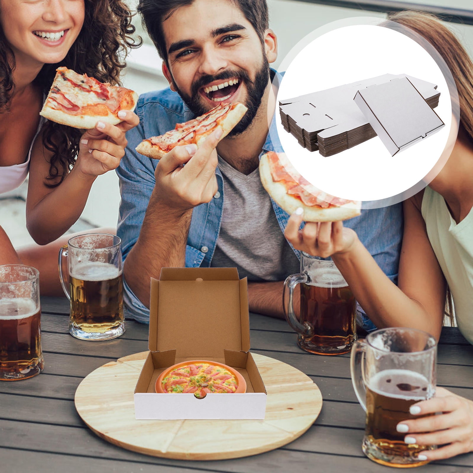 MLINS 30pcs White Kraft Small Corrugated Reusable Oven Takeaway ...