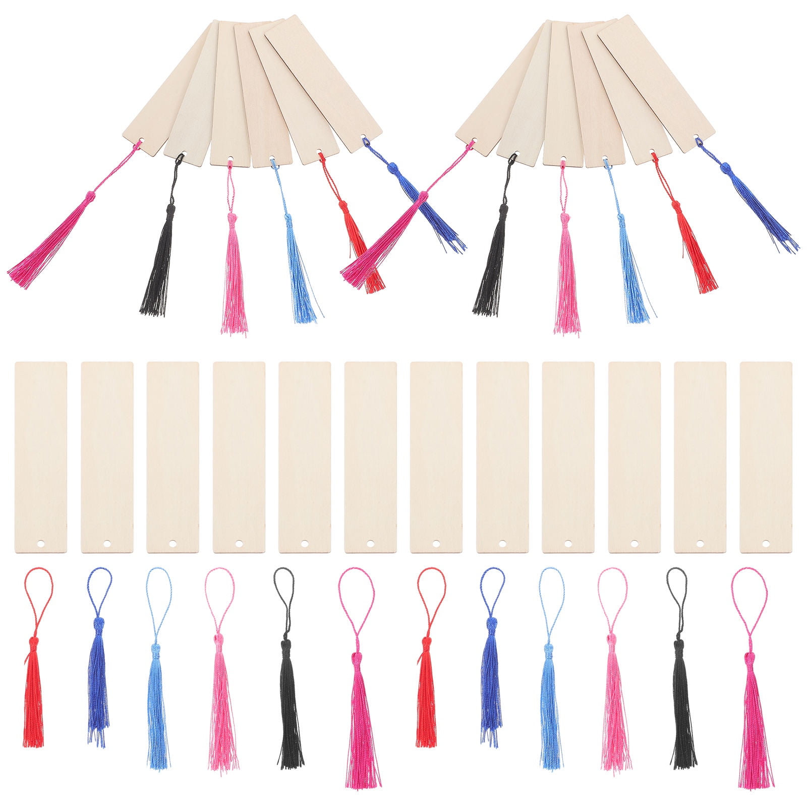 TEHAUX Bookmark Wooden Tassel Craft Enthusiasts Wedding 36 Sets 4.72X1 ...