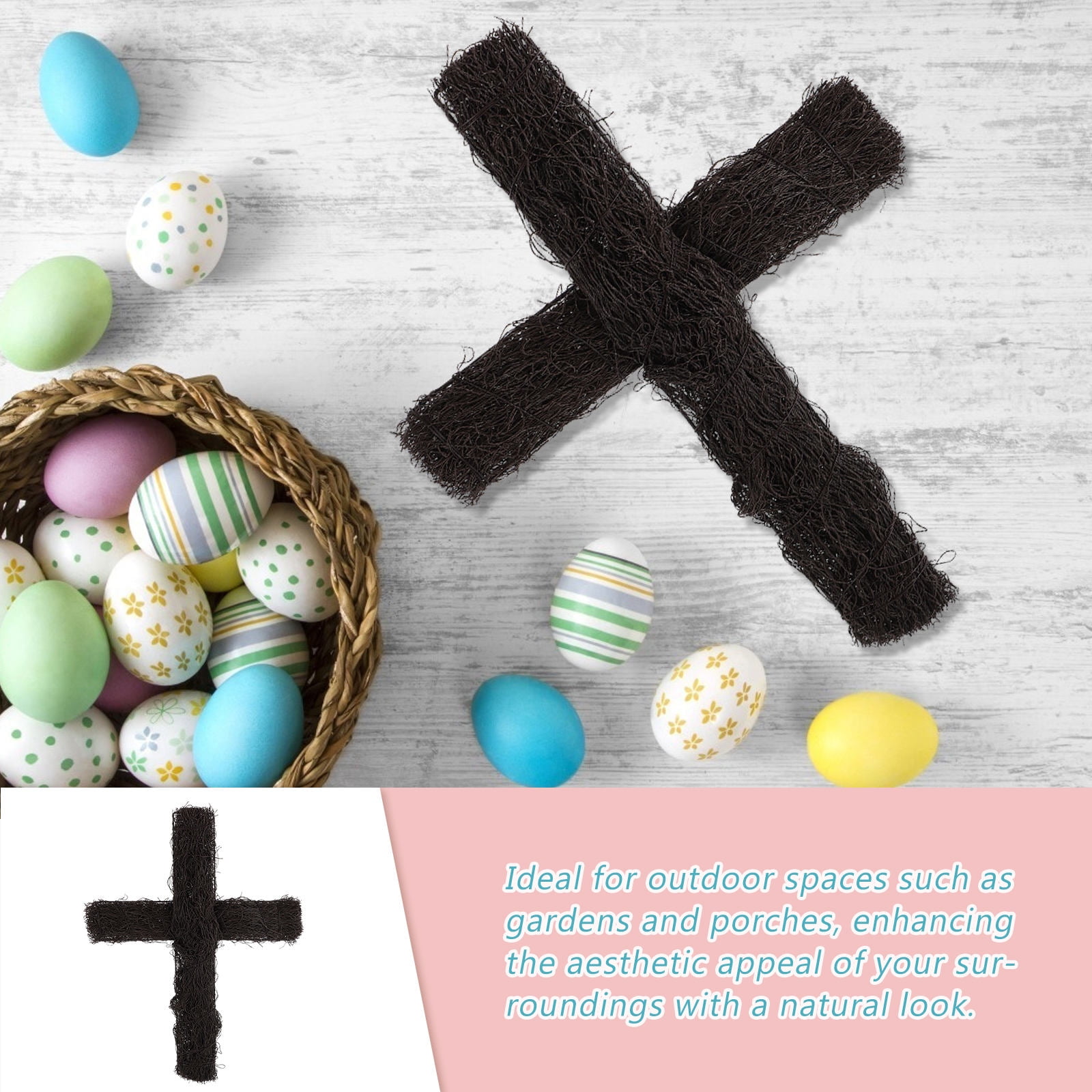 MLINS 3Pcs Diy Rattan Cross Craft For Easter Garden Stake Unfinished ...