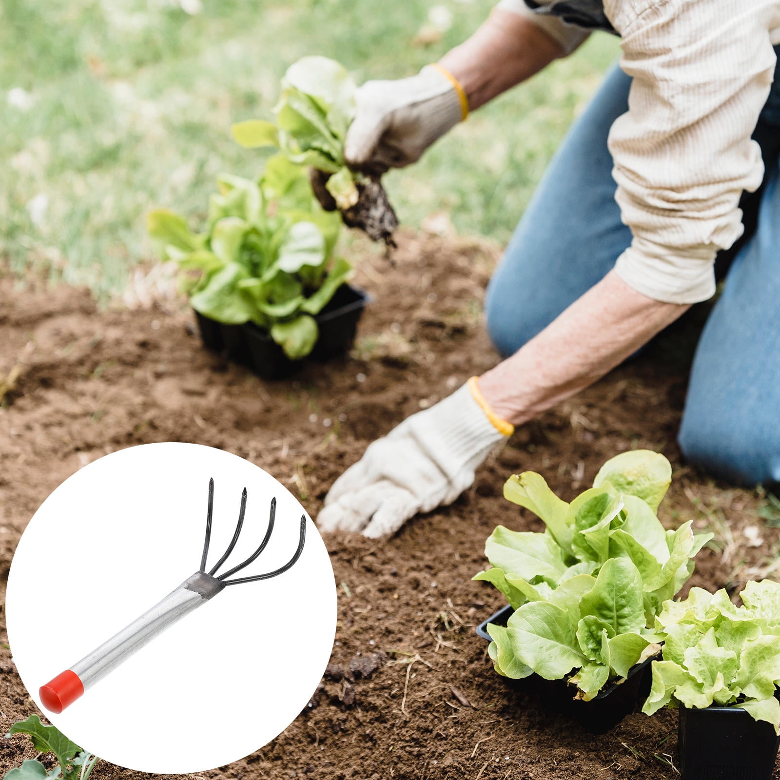 MLINS 3Pcs Steel Garden Rake for Adults Loosening Soil in Gardens and ...