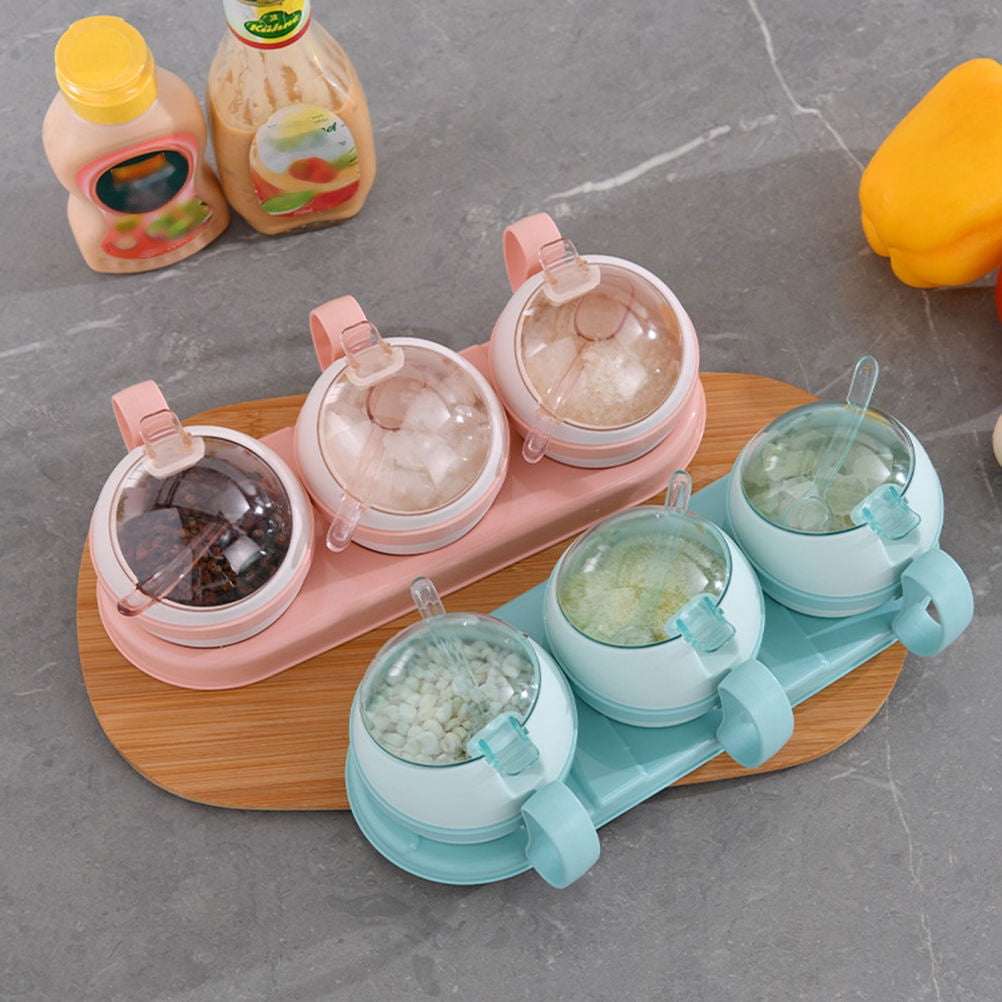 MLINS 3Set Pink Seasoning Jars for Kitchen Spice Dispenser with Food ...