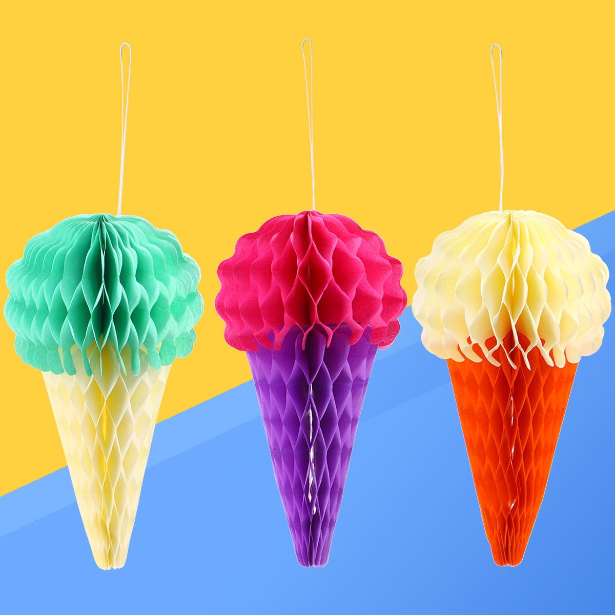 MLINS 3pcs 8 Inch Party Hanging Ice Cream Paper Honeycomb Ice Cream ...