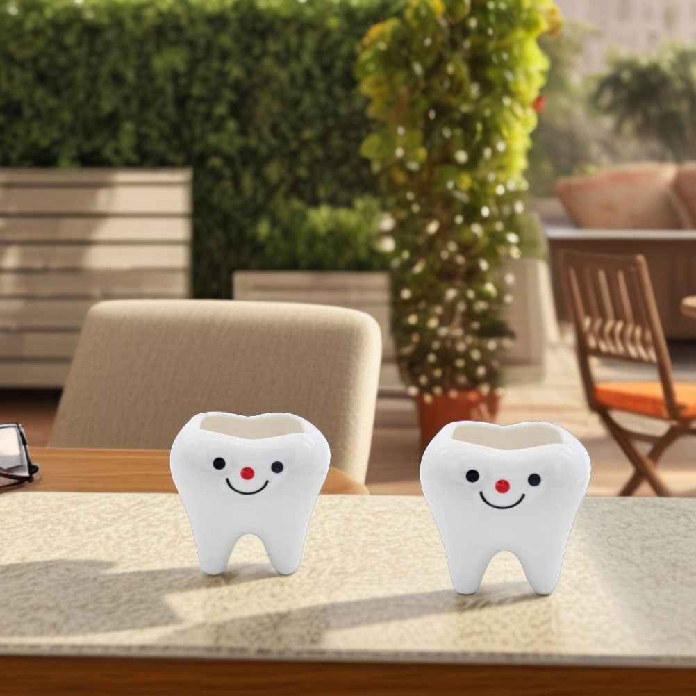 MLINS 3pcs Cute Tooth Shaped Ceramic Planter For Succulents Cactus ...