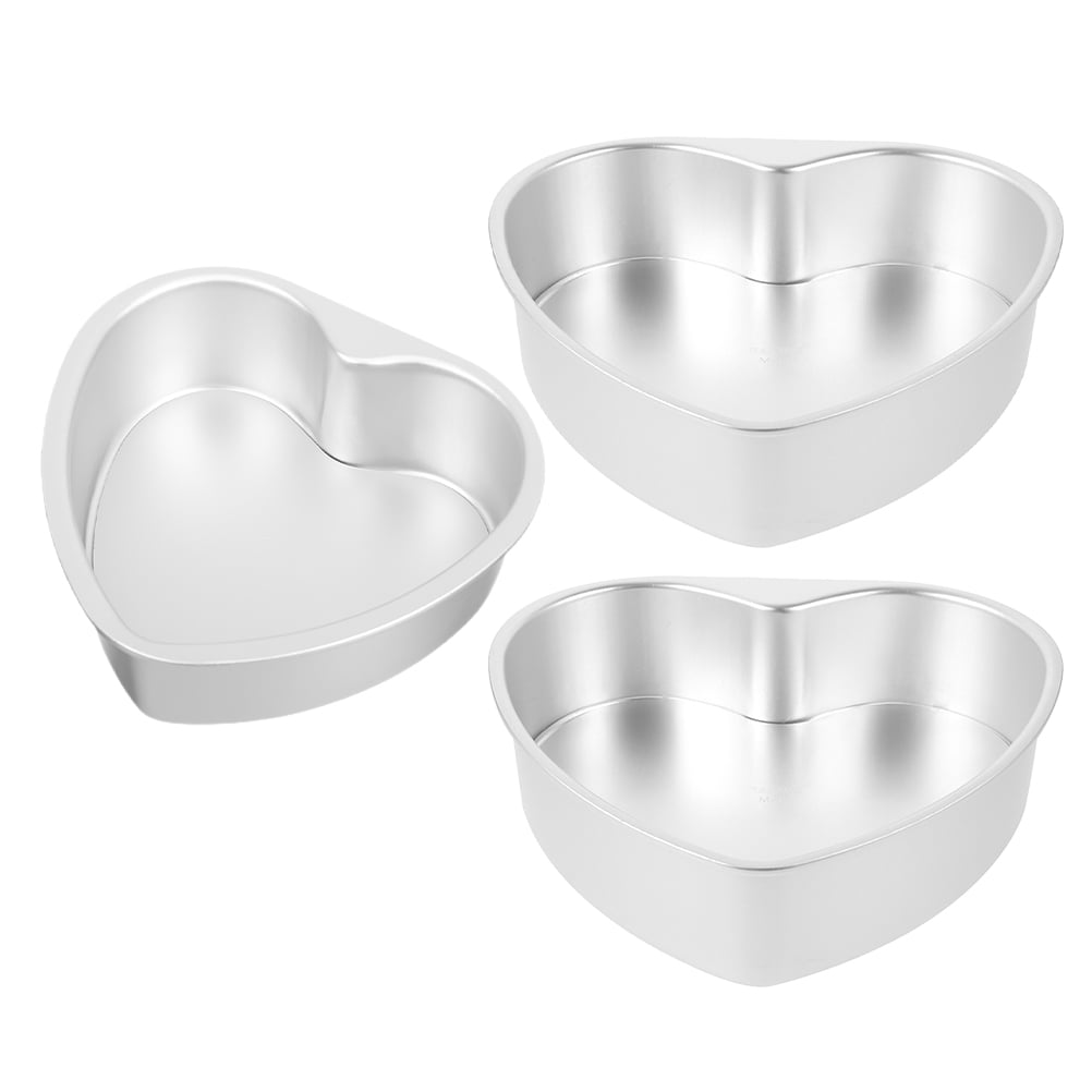 MLINS 3pcs Heart Shaped Cake Pans Aluminum Removable Bottom Baking ...