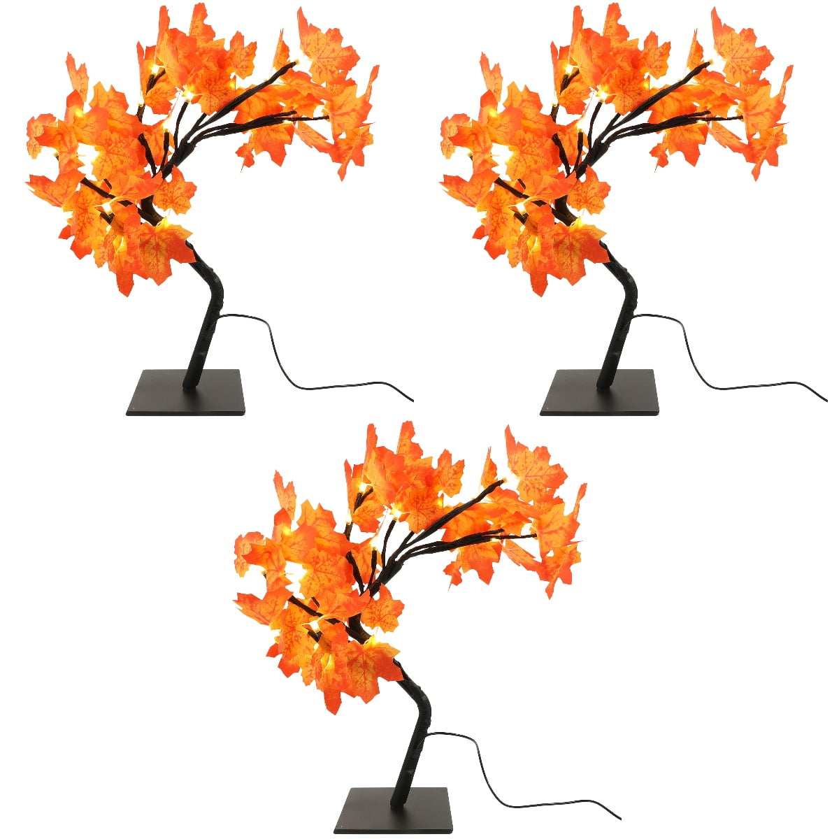 MLINS 3pcs Lighted Tree Artificial Tree USB Powered Maple Shape Tree ...