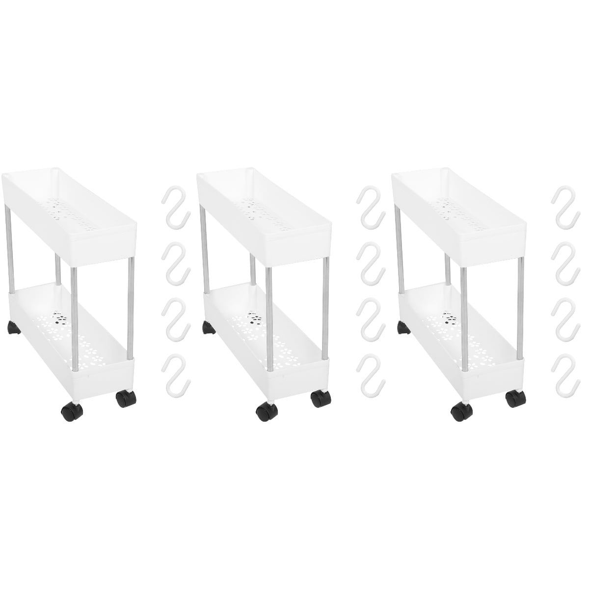 MLINS 3pcs Rolling Utility Cart Kitchen Trolley: Bath Storage Rack with ...