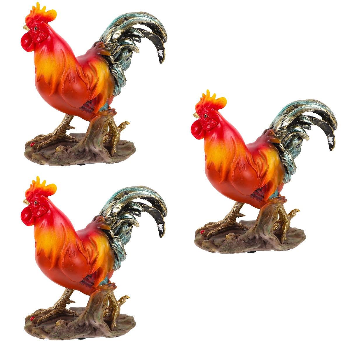 MLINS 3pcs Rooster Statue Resin Rooster Ornament Vivid Rooster ...