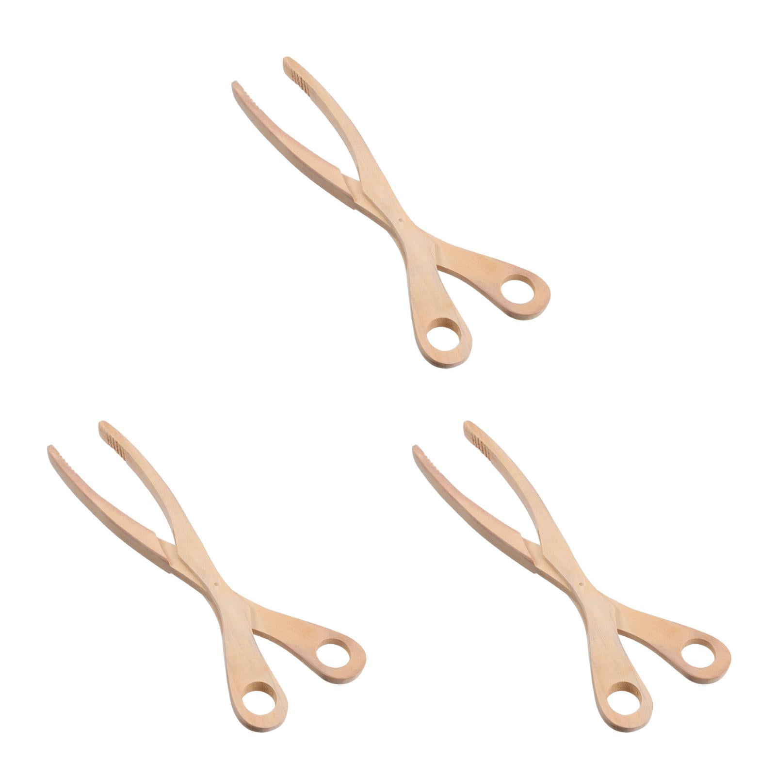 MLINS 3pcs Scissor Style Wooden Bread Tongs Nonslip Toast Clamp ...