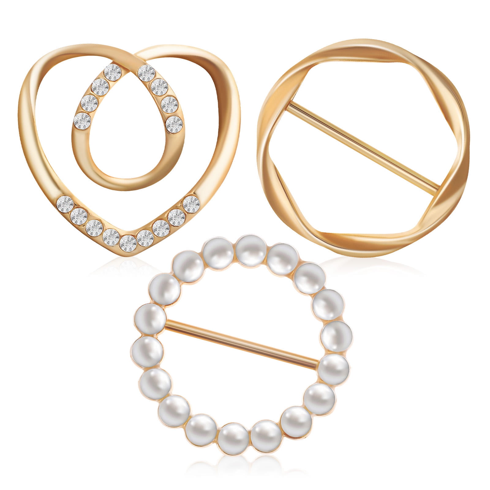 MLINS WORGEOUS 3pcs Scarf Ring Clips Minimalist Shawl Buckle Beaded ...