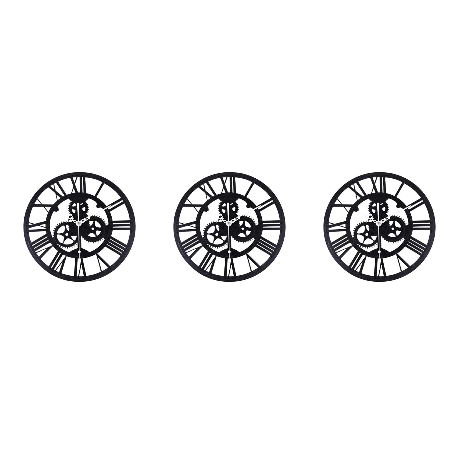 MLINS 3pcs Vintage Gear Wall Clock Silent Wall Clock 3D Rustic ...