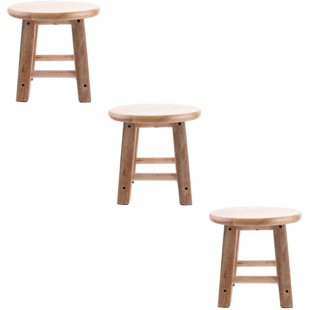 MLINS 3pcs Wooden rustic wooden stool Stool Round Step Stool Anti ...
