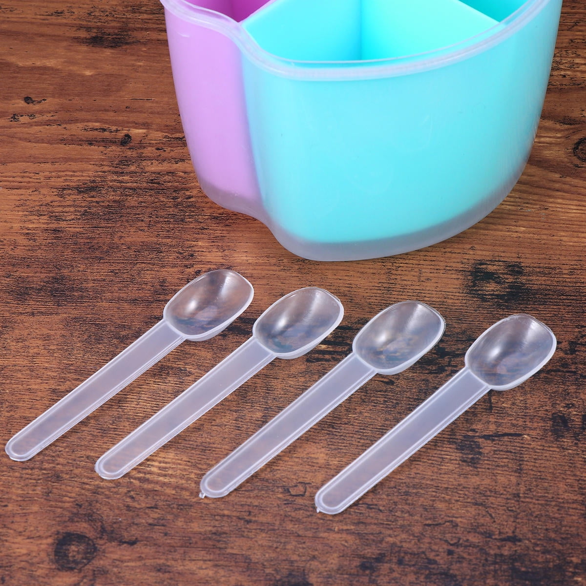 MLINS 4-Compartment Clear Condiment Box Plastic Containers Colorful ...