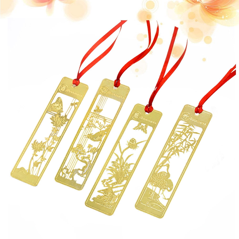 MLINS 4 Pcs Chinese Vintage Metal Bookmark Clips for Book Paper Kawaii ...