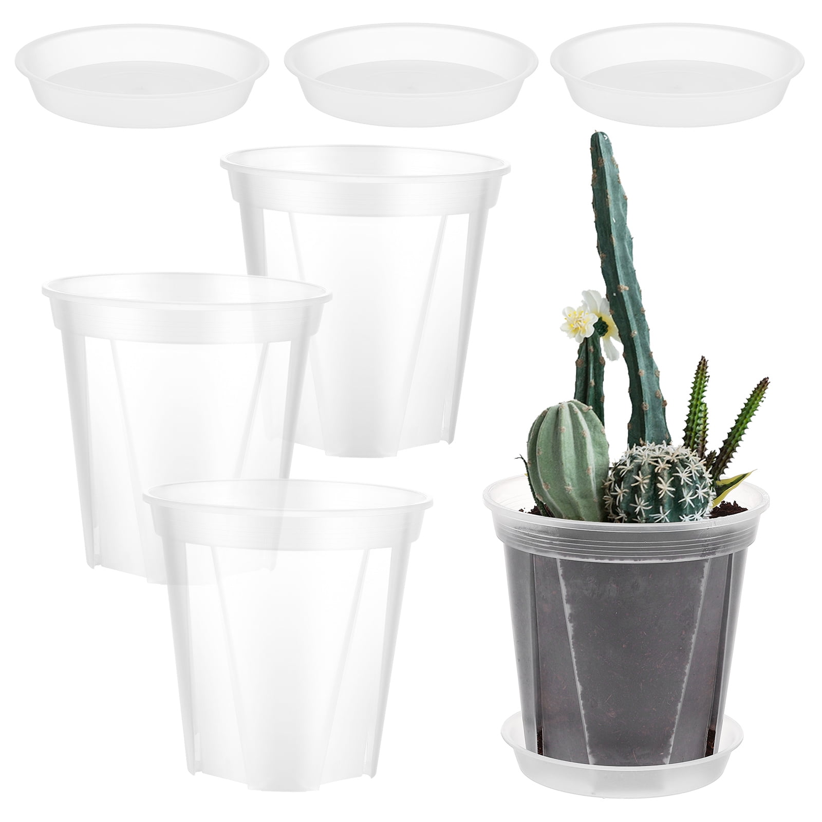 MLINS 4 Pcs Flower Pots Plastic Planters Plant Pots Garden Pots ...