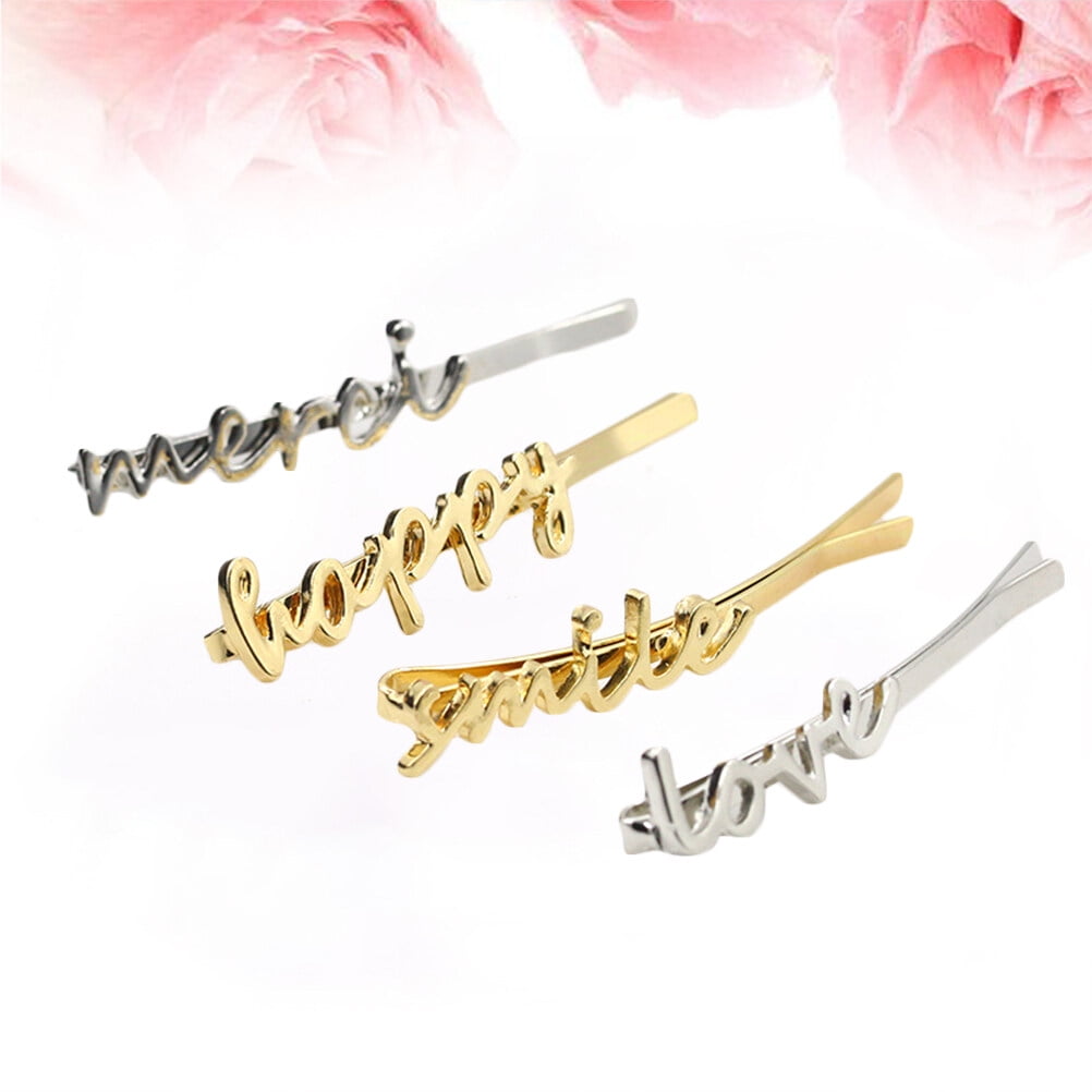 MLINS 4 Pcs Hair Clips for Women Pins Letter Hairpin Party Accessories ...