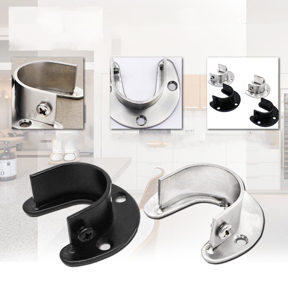 MLINS 4 Pcs Hanging Rod Holder Closet Flange Mounting Bracket Clothes ...