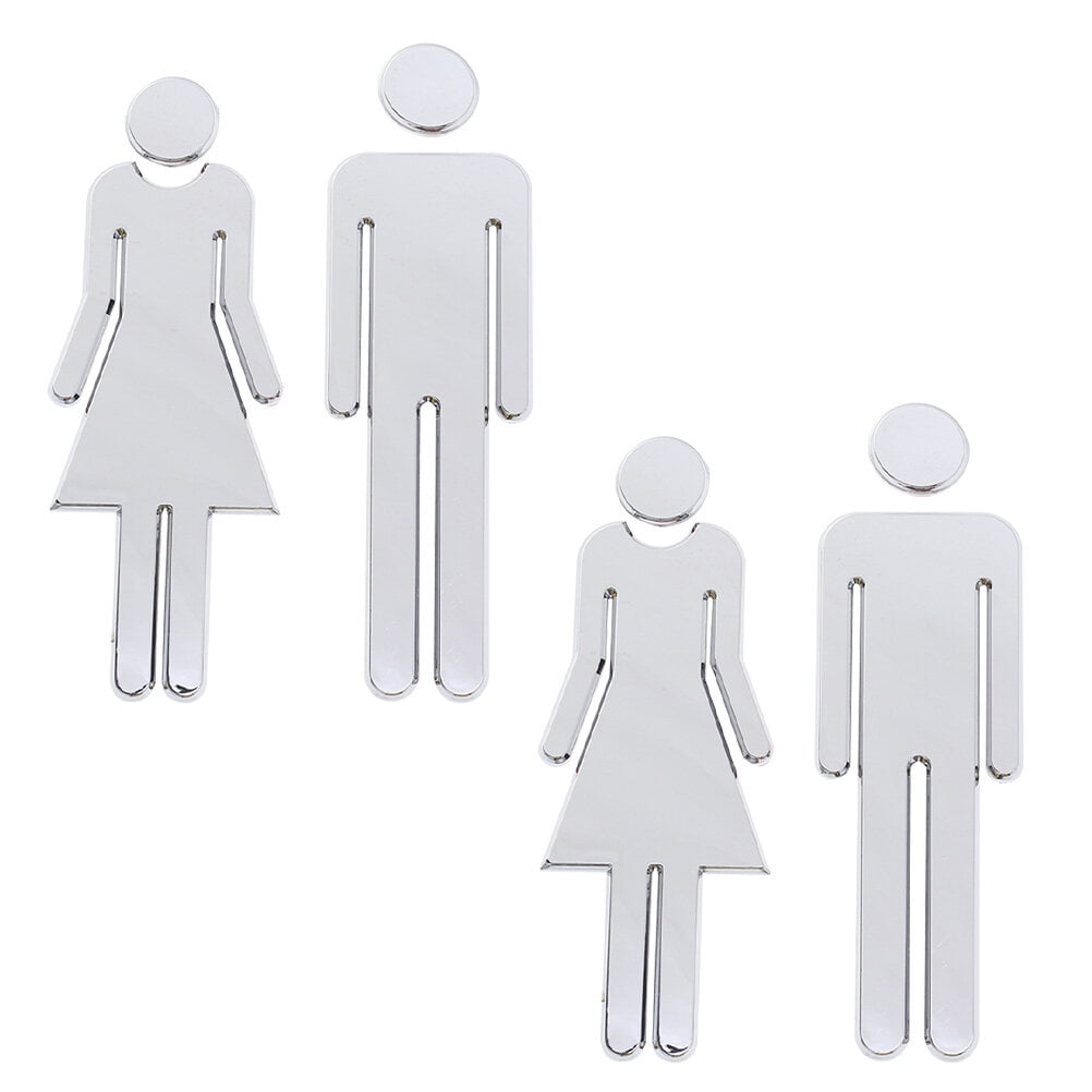 MLINS 4 Pcs Men and Women Bathroom Sign Self-adhesive Restroom ...