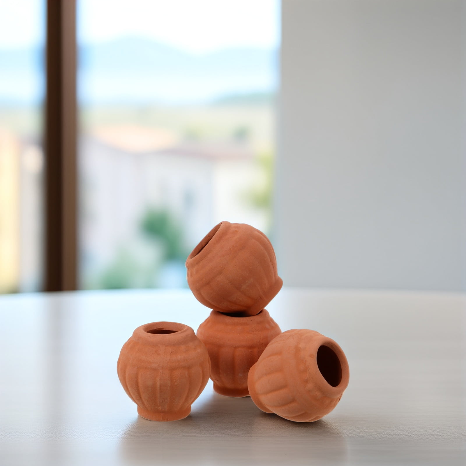 MLINS 4 Pcs Mini Terracotta Basin Miniature Planters Clay Chocolate ...