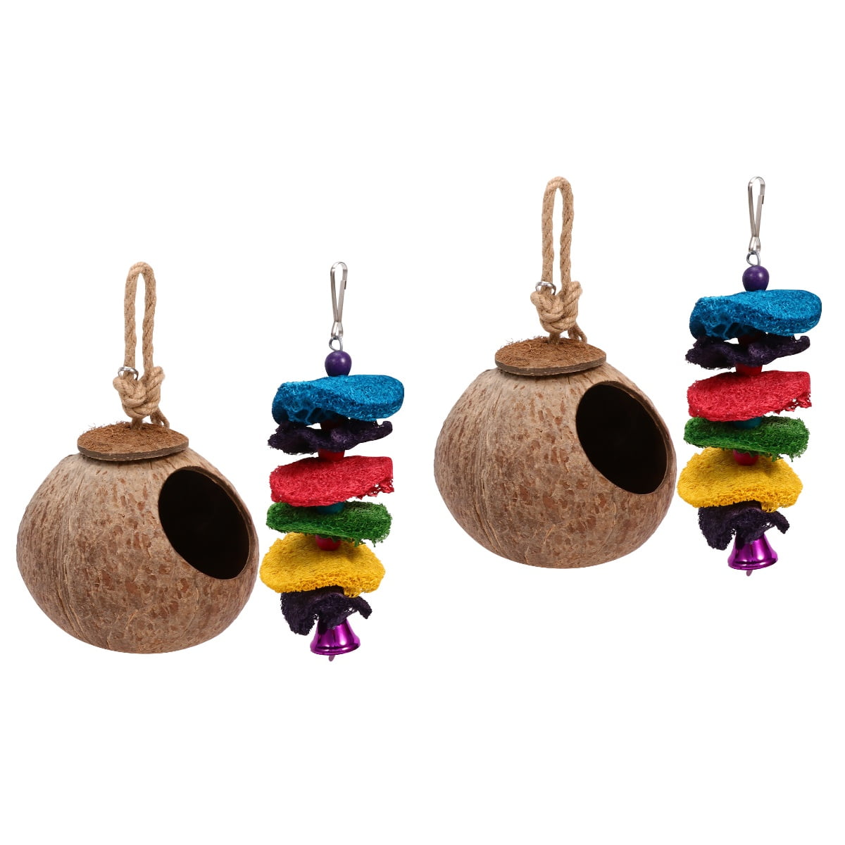 MLINS 4 Pcs Pet Birds Nest Coconut Shell Bird Nest Parrots Bite String ...