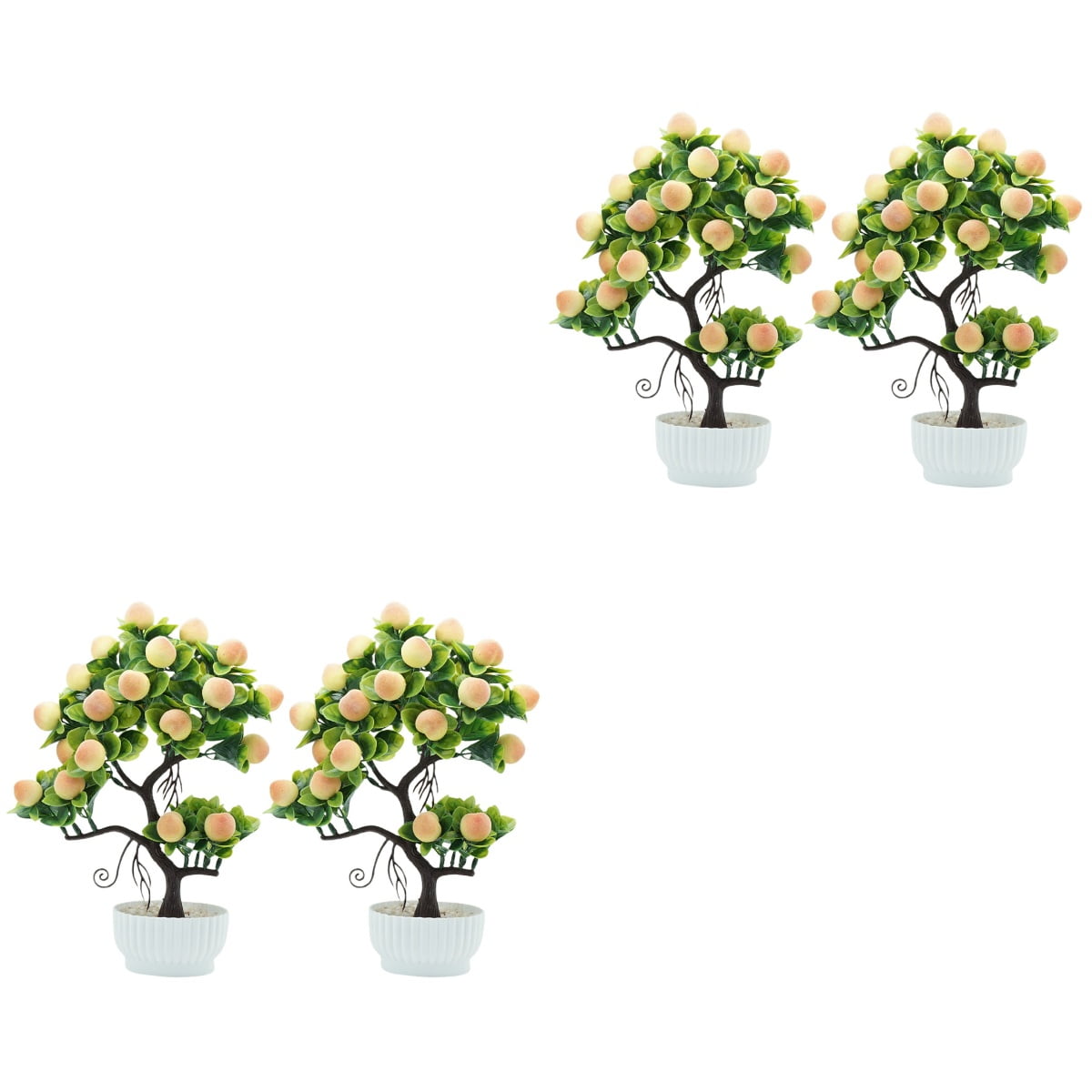 MLINS 4 Pcs Potted Artificial Peach Tree Tabletop Simulation Fruit Tree ...