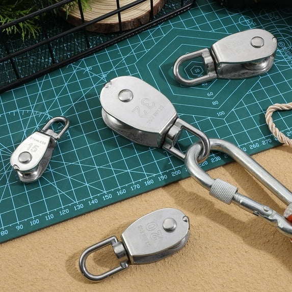 MLINS 4 Pcs Pulley Heavy-duty Wire Rope Roller Marine Block M20 Silver ...