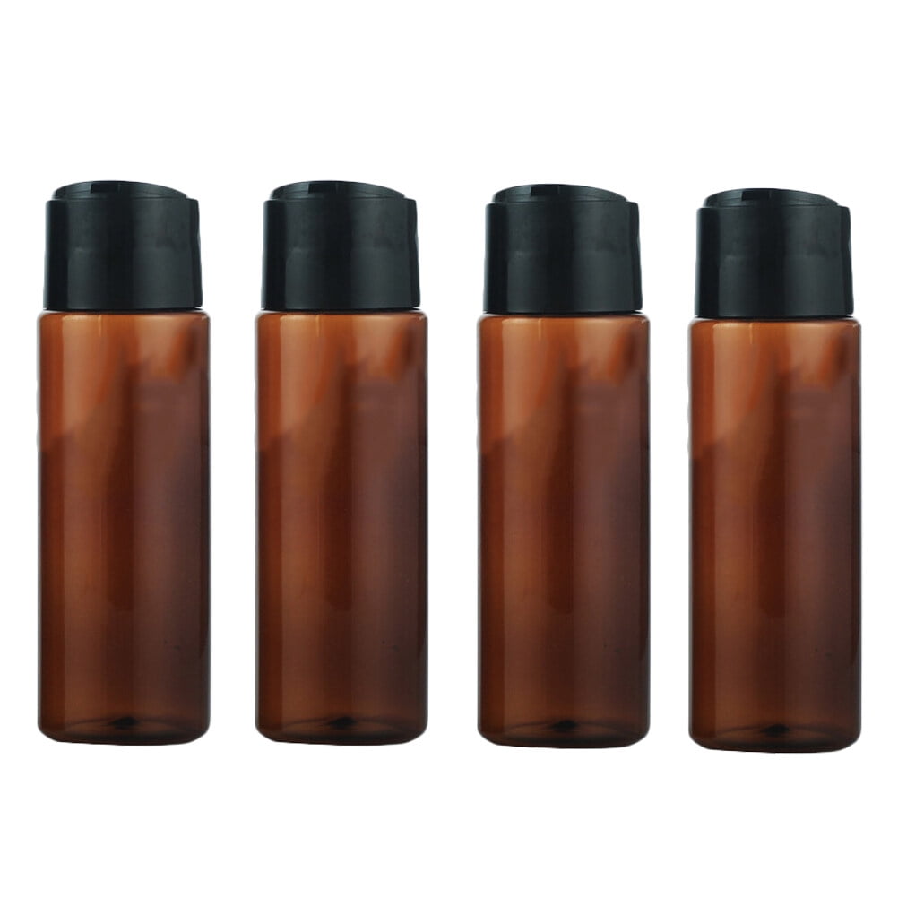 MLINS 4 Pcs Size Brown Empty Portable Pump Press Bottles Flat Shoulder ...