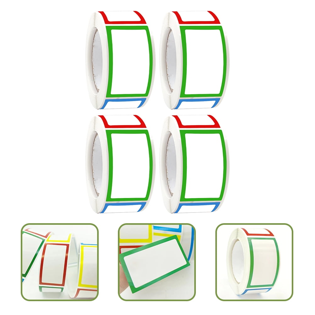 MLINS 4 Rolls Blank Sticker Double Sided Tabs Food Labels Colorful ...