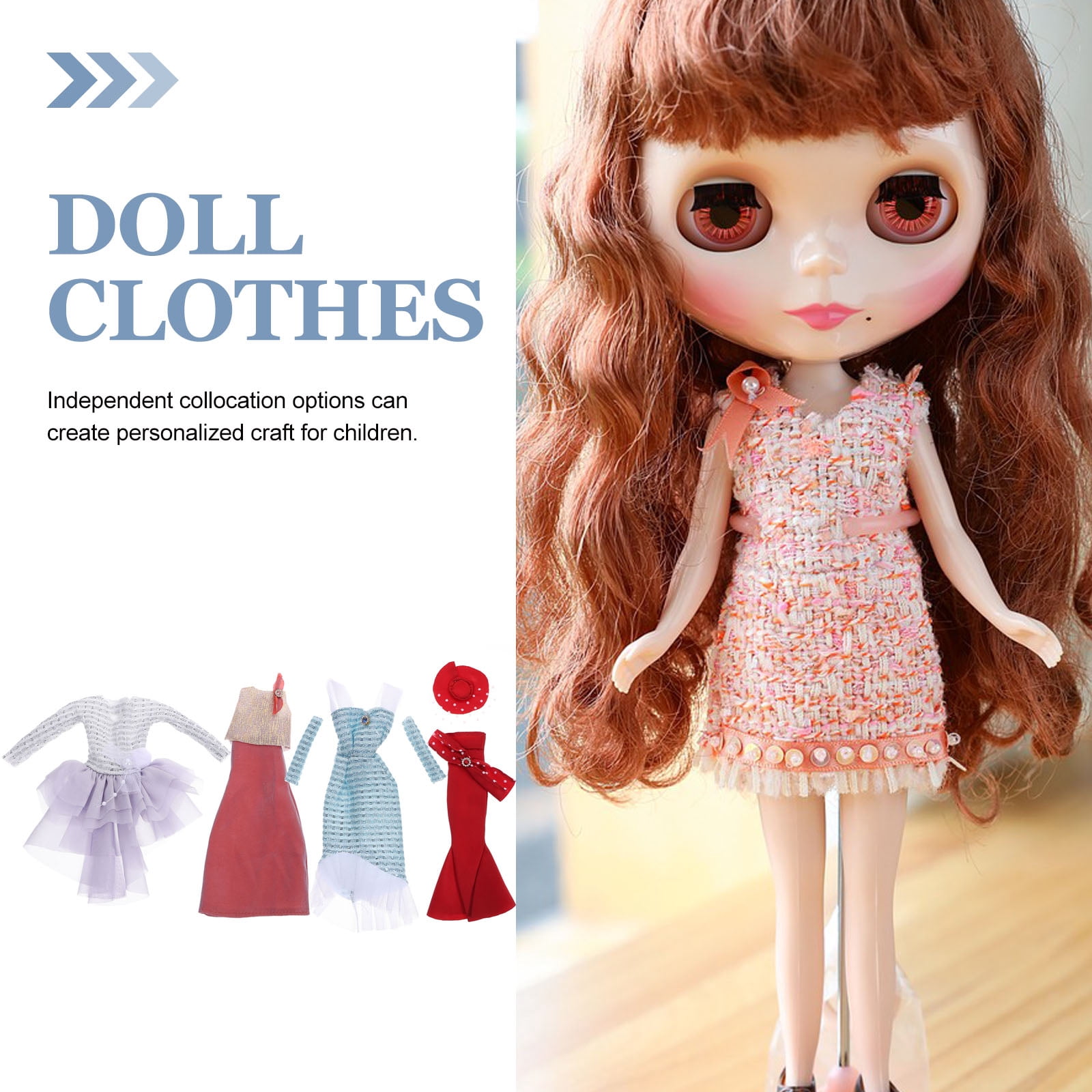 MLINS 4 Sets Doll Dressing Clothing Doll Dress Up Evening Dress Doll ...