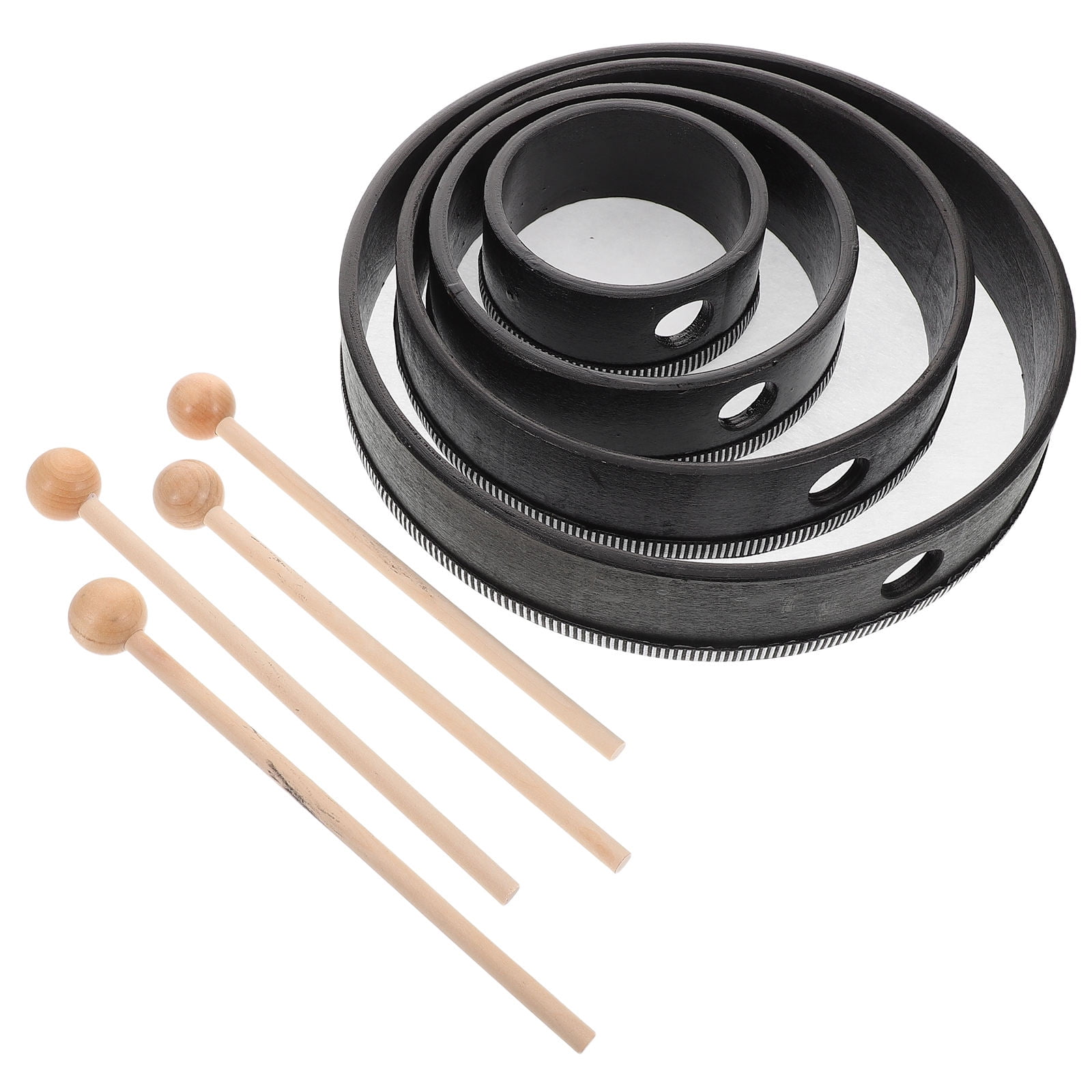 MLINS 4 Sets Kids Handheld Drum with Beater, 4 Sized Wooden Hand Drum ...
