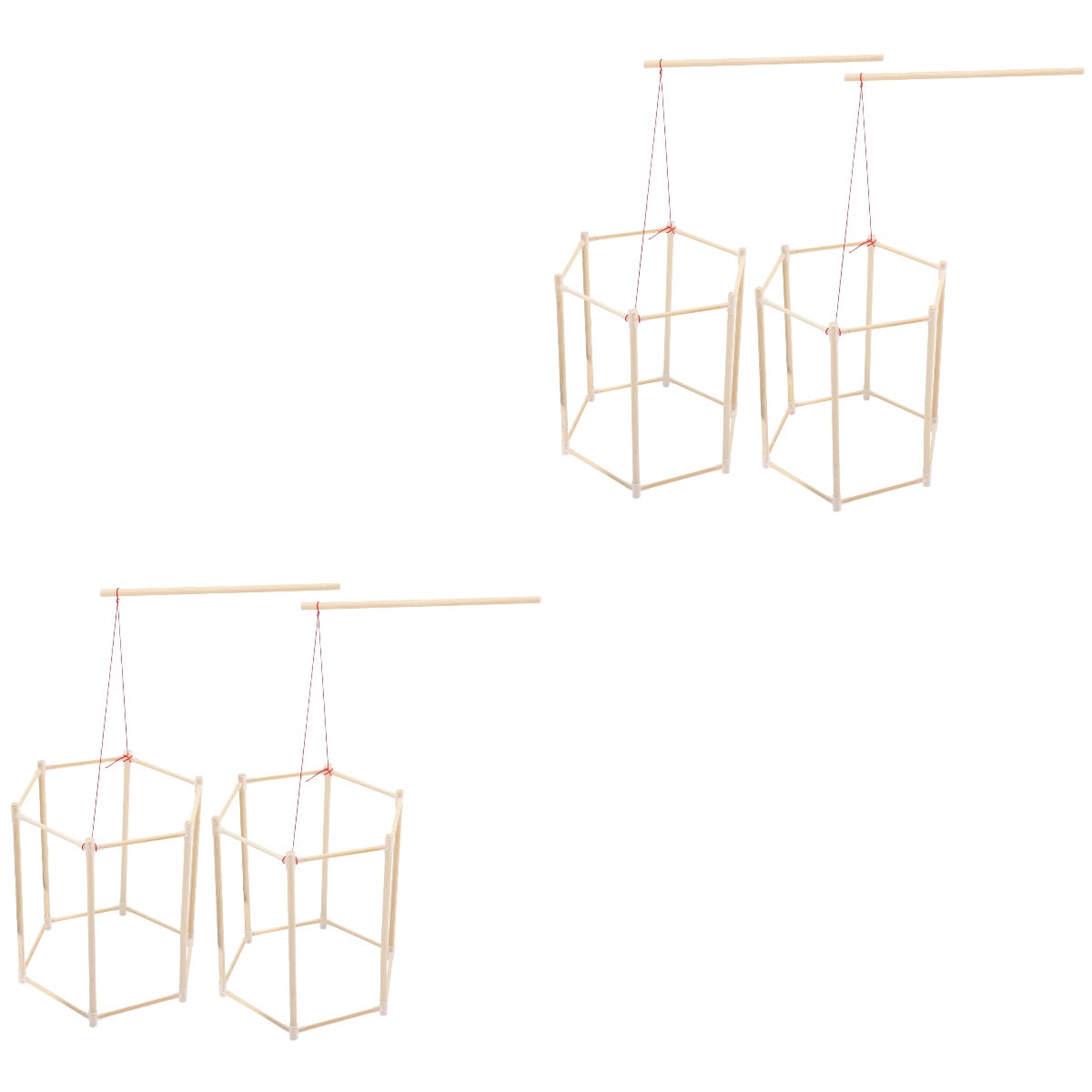 MLINS 4 Sets Kids Unfinished Wooden Lantern Frame DIY Hexagonal Lantern ...