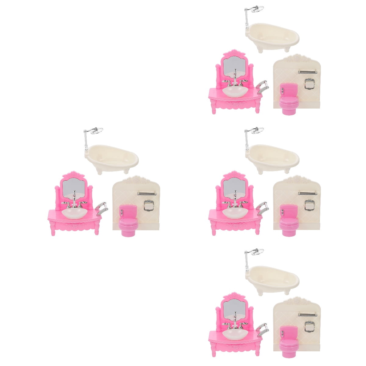 MLINS 4 Sets Mini House Bathroom Furniture Miniature Bathtub Toilet ...
