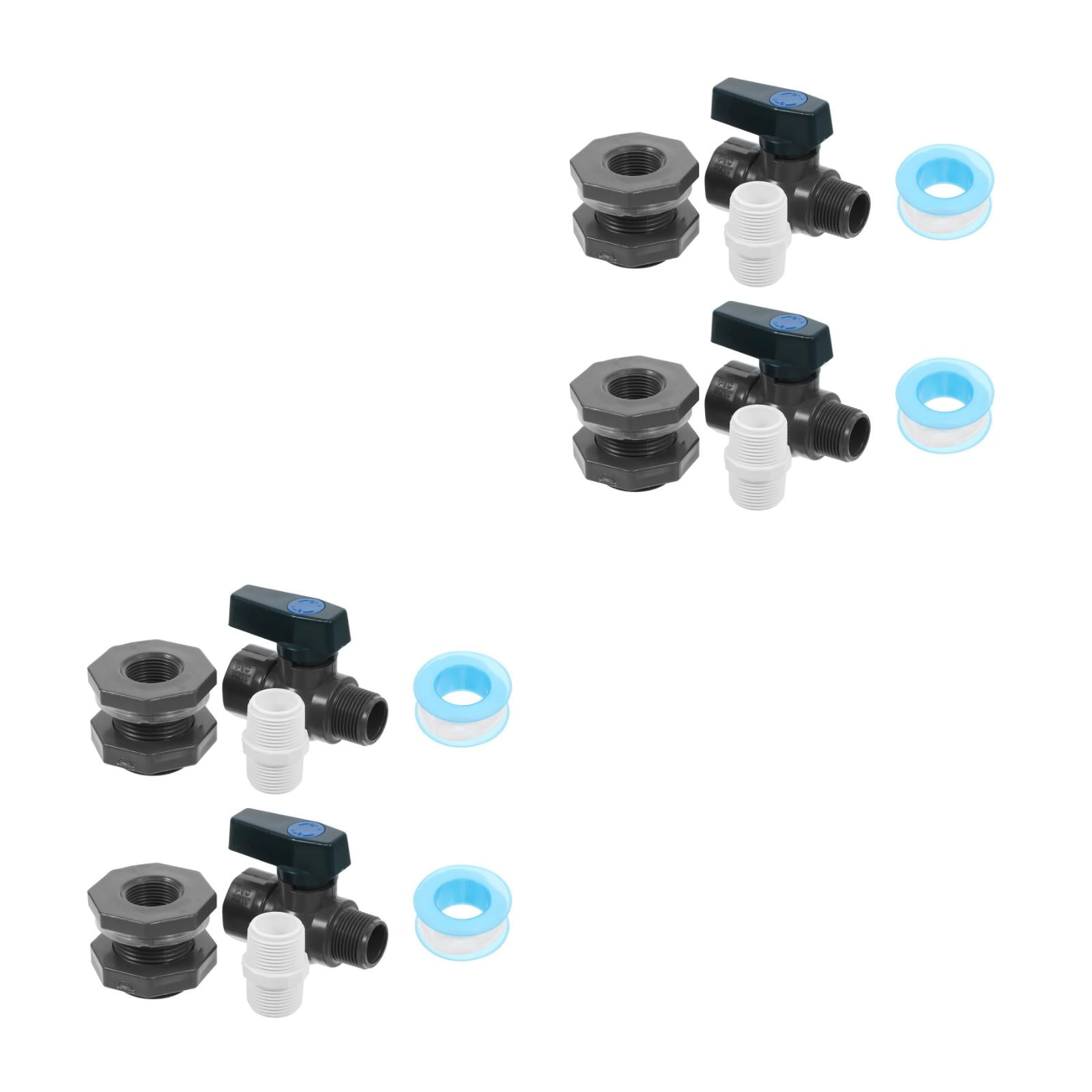 MLINS 4 Sets PVC Spigot Rain Barrel Faucet Kit 3/4 Barrels Valve Garden ...