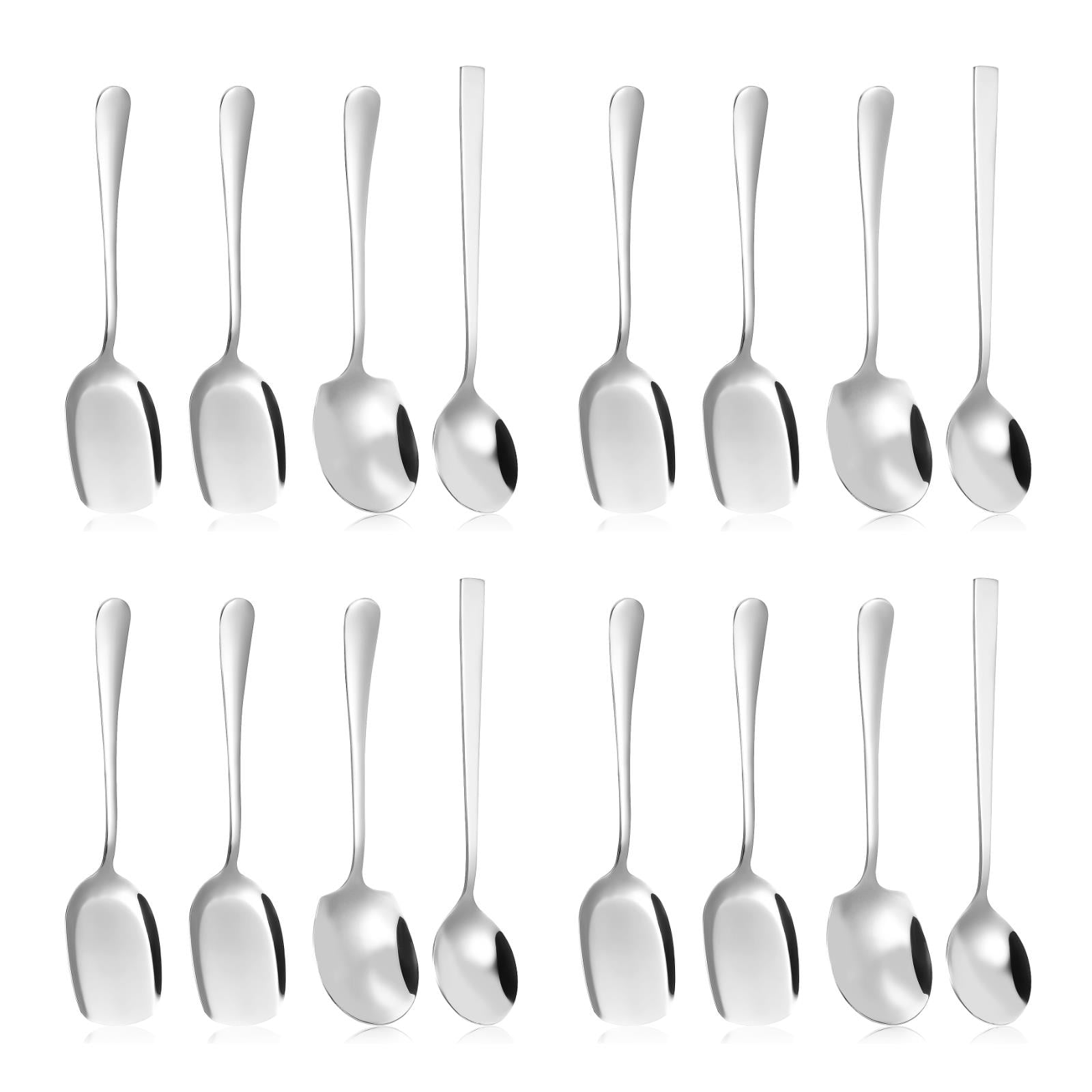 MLINS 4 Sets Serving Utensils Rice Spoon Large Dinner Spoons Soup ...