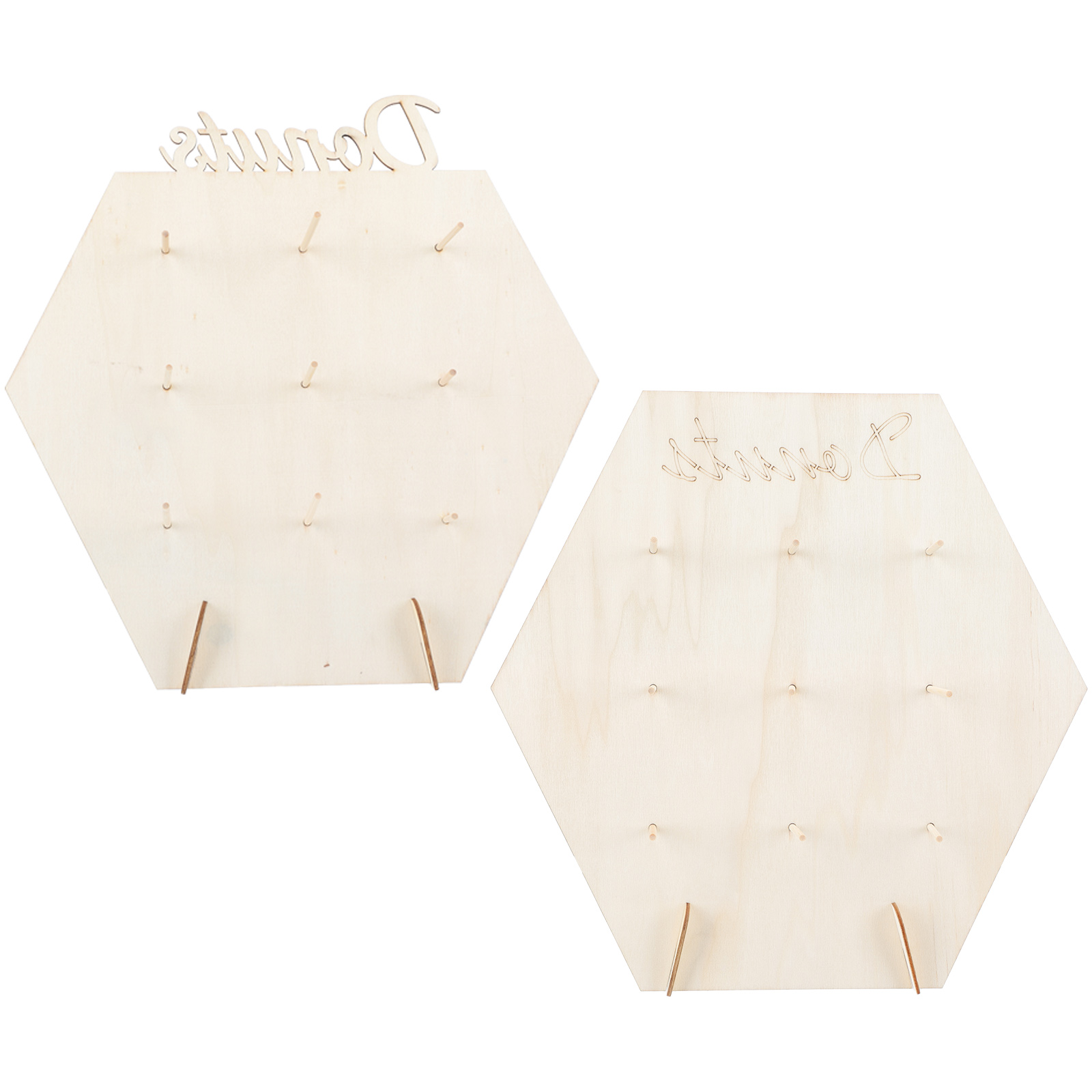 MLINS 4 Sets Wooden Doughnut Board Natural Donut Display Stand Reusable ...