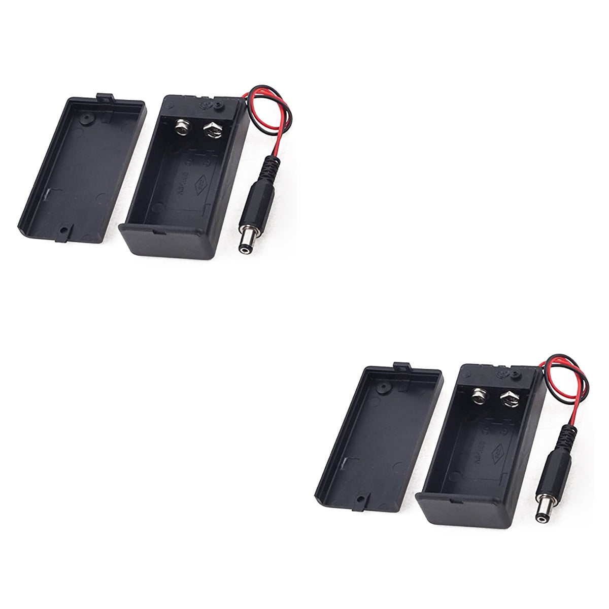 MLINS 4 pcs 2.1 x 5.5mm Male Plug Case Box Holder with Cover for 9V ...