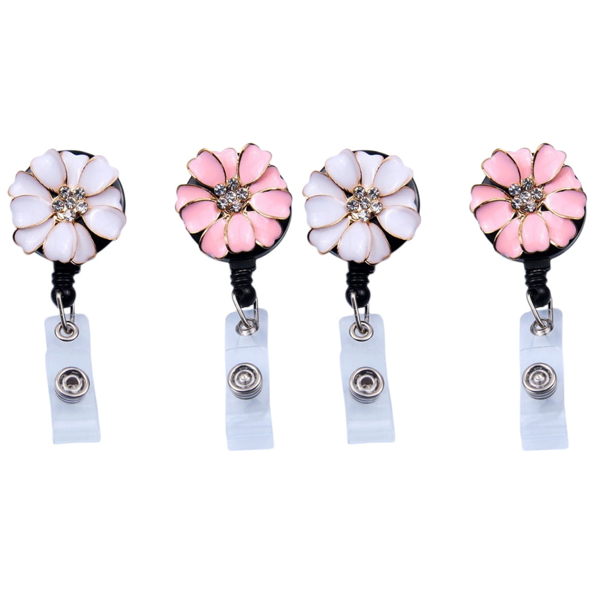MLINS 4 pcs Badge ID Cards Holders Delicate Flower Shape Badge Clips ...