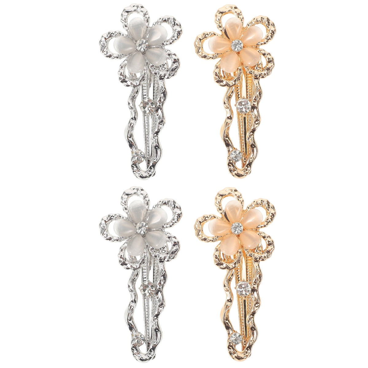 MLINS 4 pcs Barrettes Metal Flower Hair Clip Small Alligator Clips ...