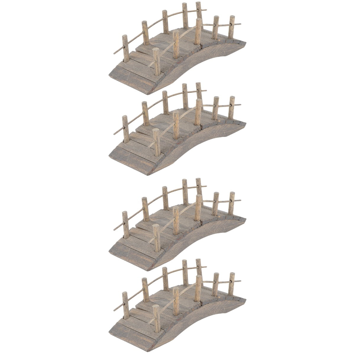 MLINS 4 pcs Miniature Wooden Bridge Mini Arch Bridge Model Micro Garden ...