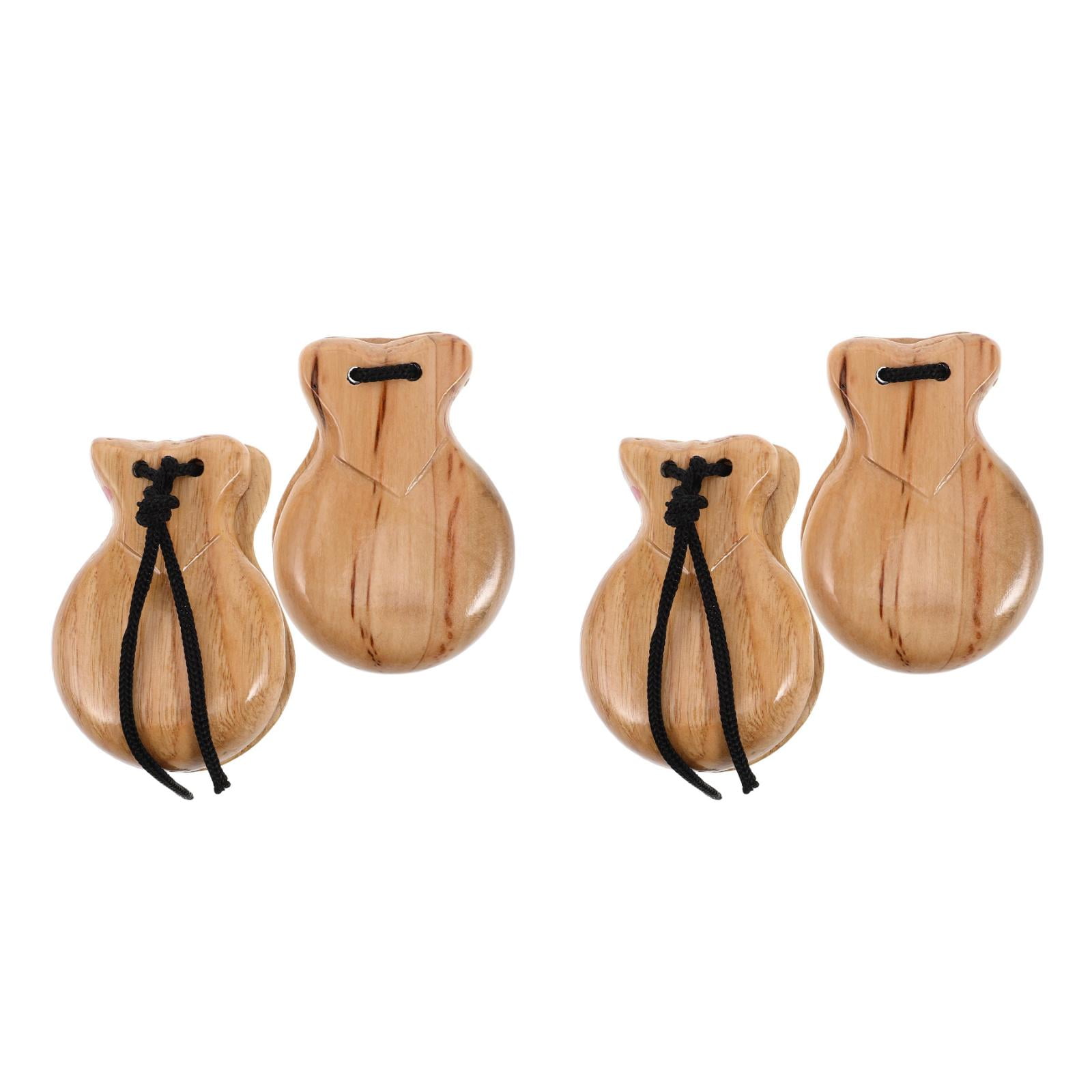 MLINS 4 pcs Spanish Wood Castanets Handheld Castanets Small Wooden ...