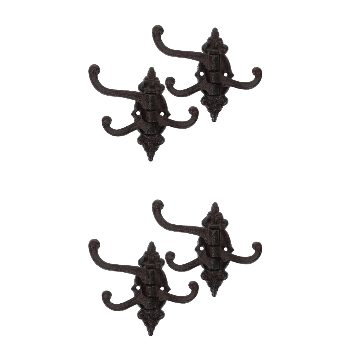 MLINS 4 pcs Vintage Three Swing Arms Rustic Iron Wall Hooks Coat Hooks ...
