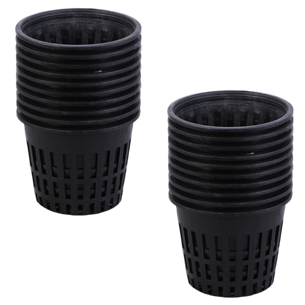 DINHEAROM Mesh Net Cups Soilless Planting Pots Black 40Pcs 3.14X3.14X2 ...