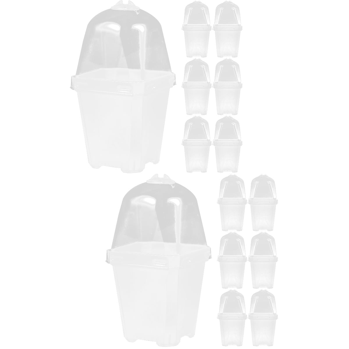 MLINS 40 Sets of Deep Plant Nursery Pot With Clear Lid Square Gardening ...