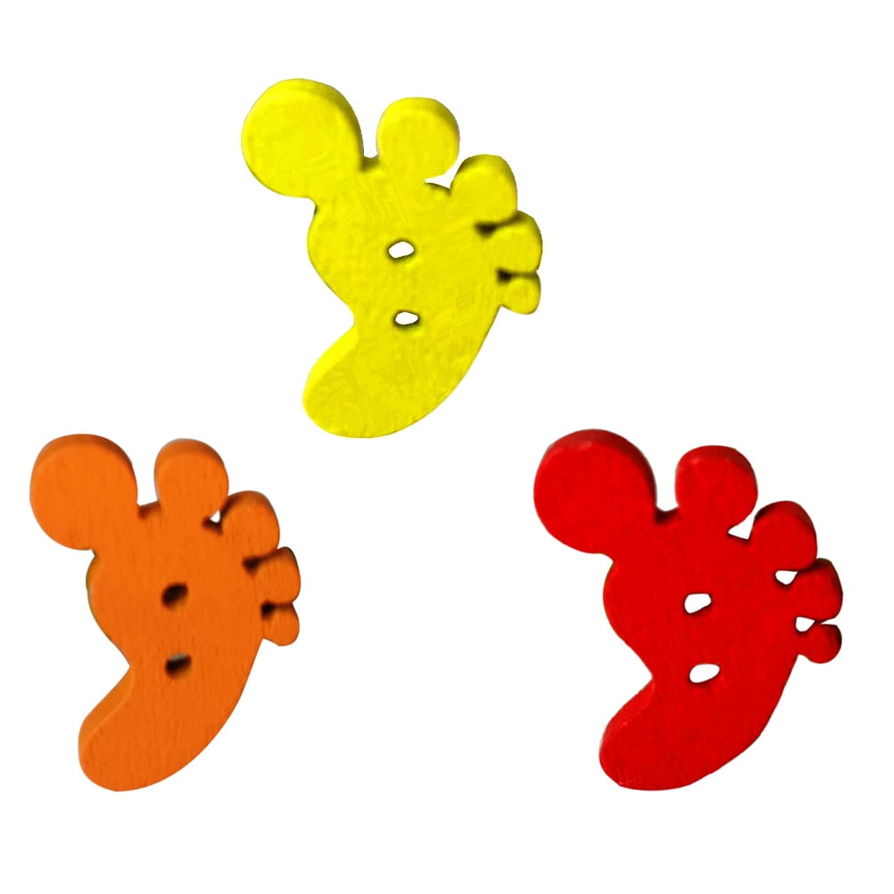 MLINS 40Pcs Colorful Feet Shaped Wooden Crafting Sewing DIY Buttons ...