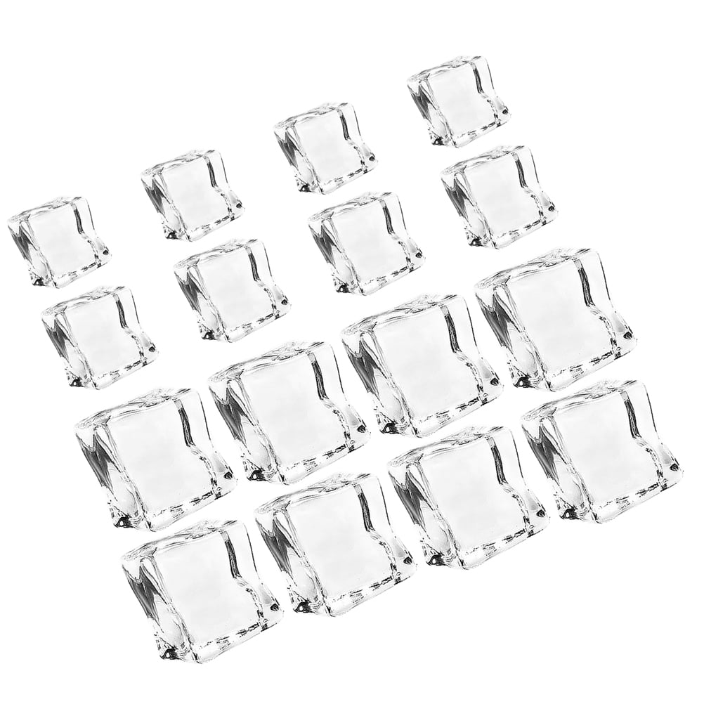 MLINS 40pcs High Realism Acrylic Ice Cubes Clear Fake Ice Rocks for Bar ...