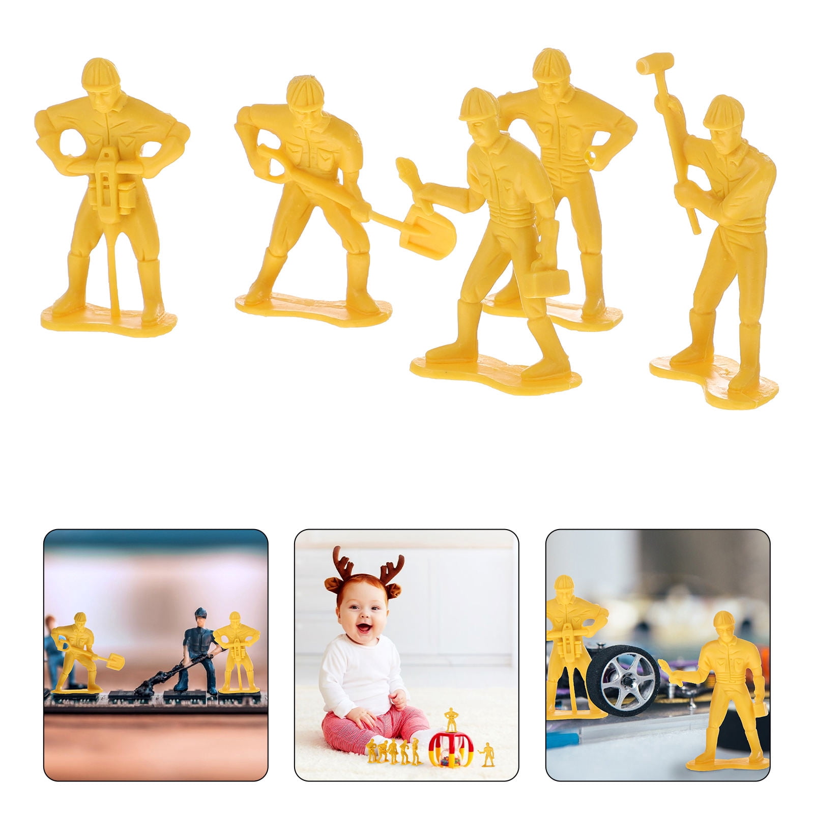 MLINS 45Pcs Mini Figures Construction for Kids Yellow Plastic Cognitive ...
