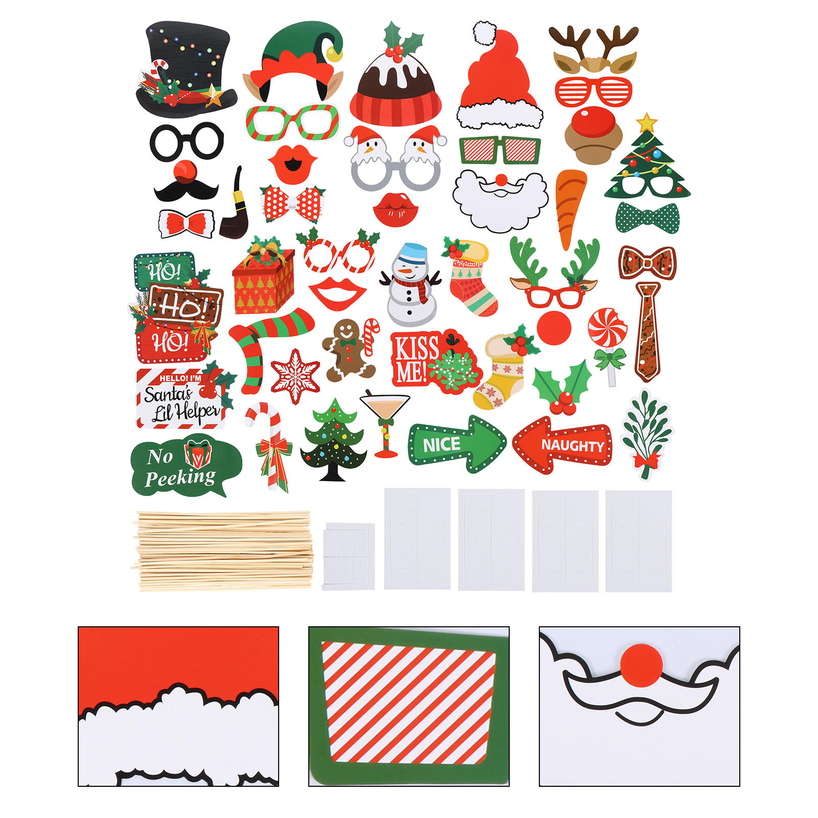 MLINS 46 Pcs Paper Beard Props Christmas Party Favor Holiday Picture ...